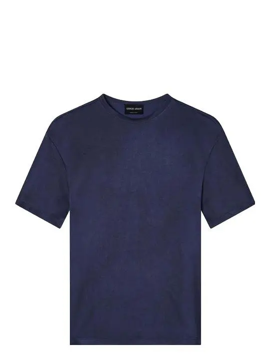 Giorgio Armani Cupro-jersey Crew-neck T-shirt - Blue
