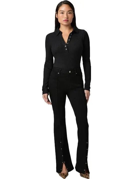 Paige High-rise Manhattan Bootcut Petite 30 Jean - Black