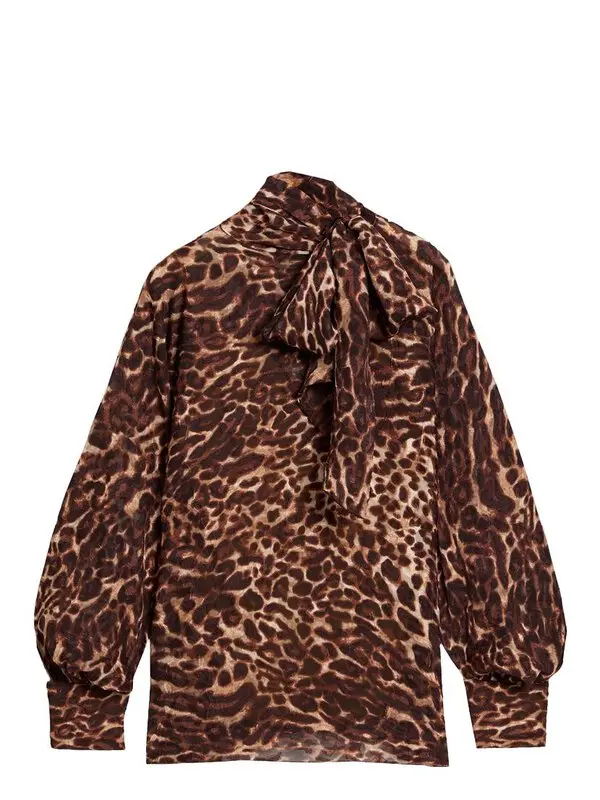 MIKAEL AGHAL Leopard-print Fil Coupé Chiffon Blouse - Animal Print
