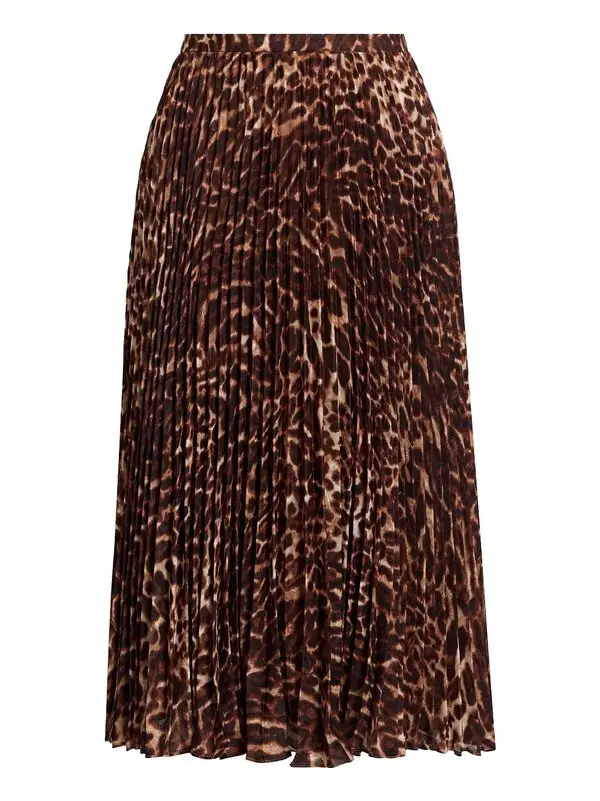 MIKAEL AGHAL Pleated Leopard-print Fil Coupé Chiffon Midi Skirt - Animal Print