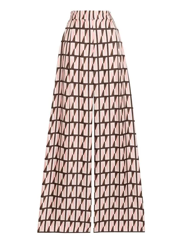 EMILIA WICKSTEAD Audrey Printed Silk-twill Wide-leg Pants - Pastel Pink