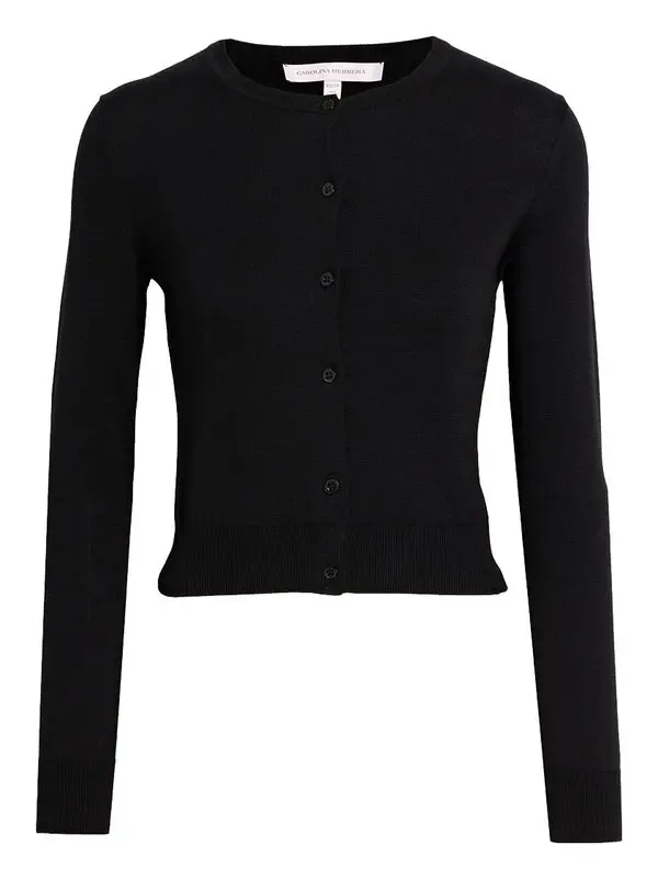 Carolina Herrera Silk And Cotton-blend Cardigan - Black