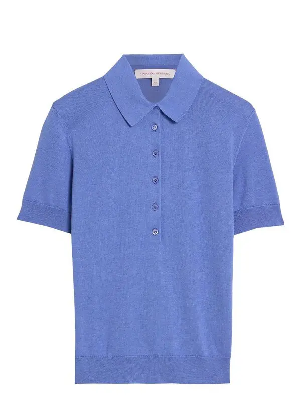 Carolina Herrera Silk-blend Polo Shirt - Light Blue