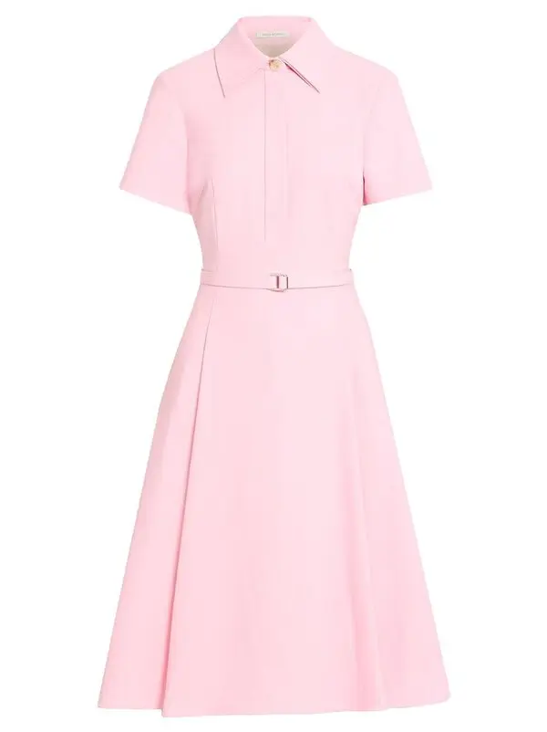 EMILIA WICKSTEAD Iwona Belted Crepe Midi Shirt Dress - Baby Pink