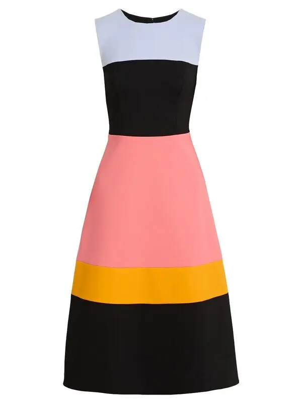 Carolina Herrera Colorblock Wool-blend Midi Dress - Coral