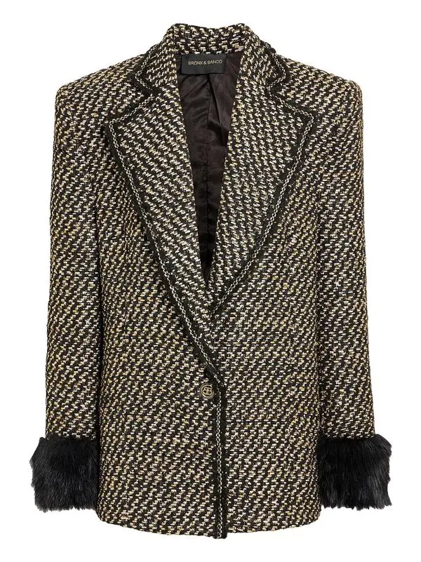 BRONX AND BRONCO Kacey Metallic Tweed Blazer - Black