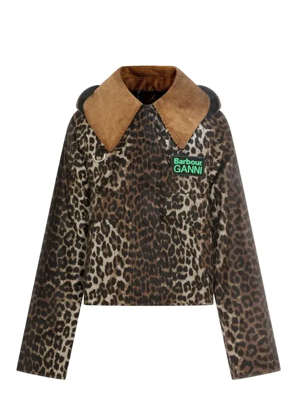 BARBOUR X GANNI Leopard Cotton Casual Jacket - Leopard Print