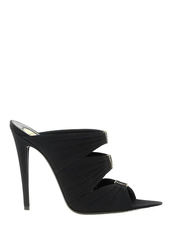 Saint Laurent Emilie Crepe Satin Mules - Black