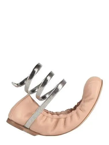 Rene Caovilla Ballet Flats With Lace-up Detailing - Blush