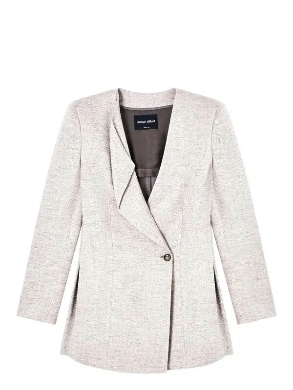 Giorgio Armani Linen, Viscose, And Silk Crêpe Single-breasted Jacket - Grey
