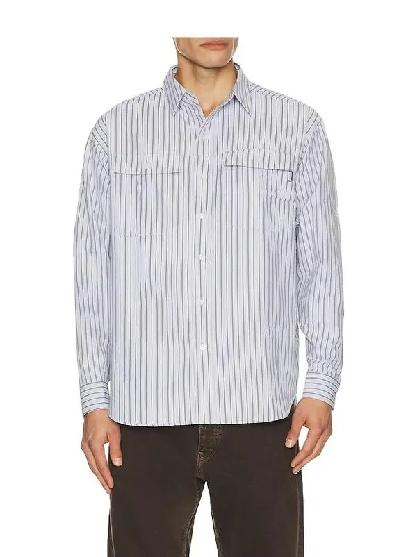 METALWOOD STUDIO Seersucker Fishing Shirt In Blue - Sky