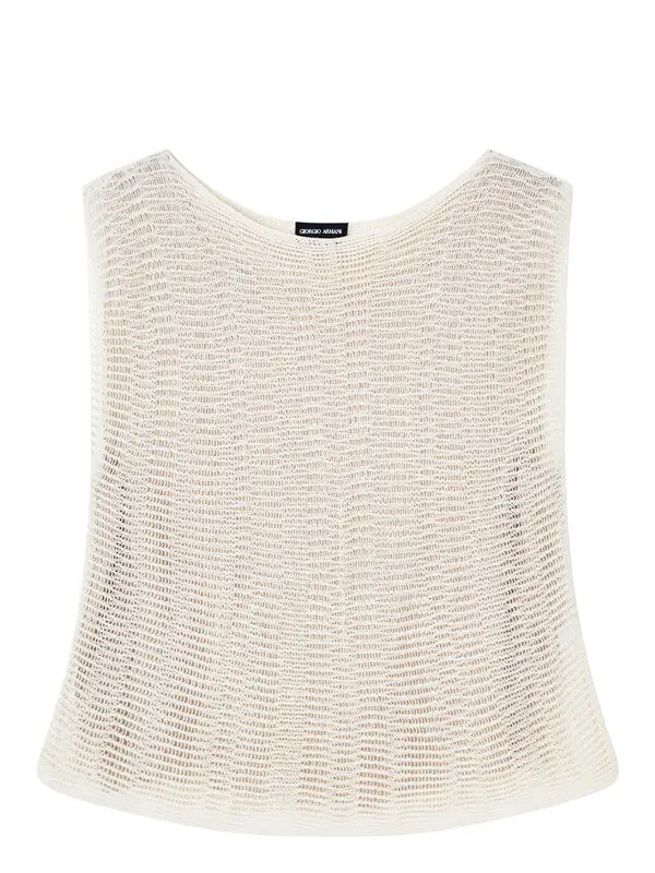 Giorgio Armani Ramie Linen Knit Top - Beige