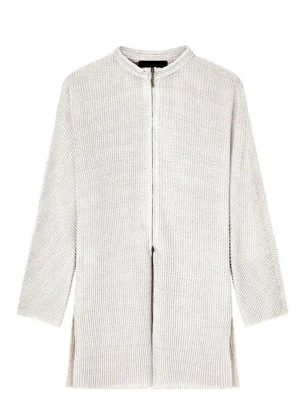 Giorgio Armani Pleated Viscose Blend Knit Jacket - Beige