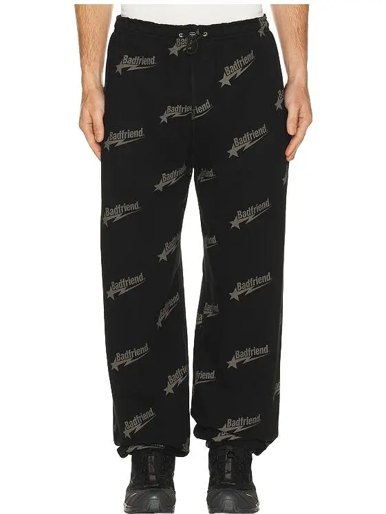 BADFRIEND Star Sweatpant In Black - Black & Charcoal
