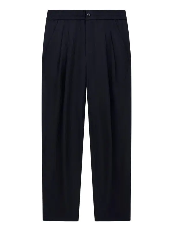 Giorgio Armani Chevron Viscose Twill Two-pleat Trousers - Black