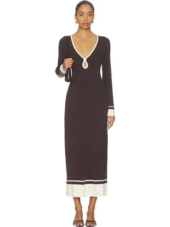 Onia Linen Tencel Maxi Dress - Espresso & Egret