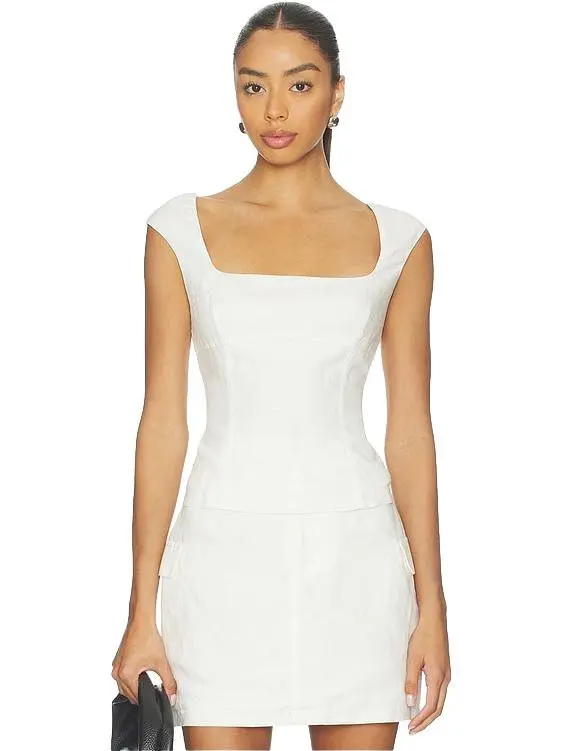 Onia Linen Peplum Top - White
