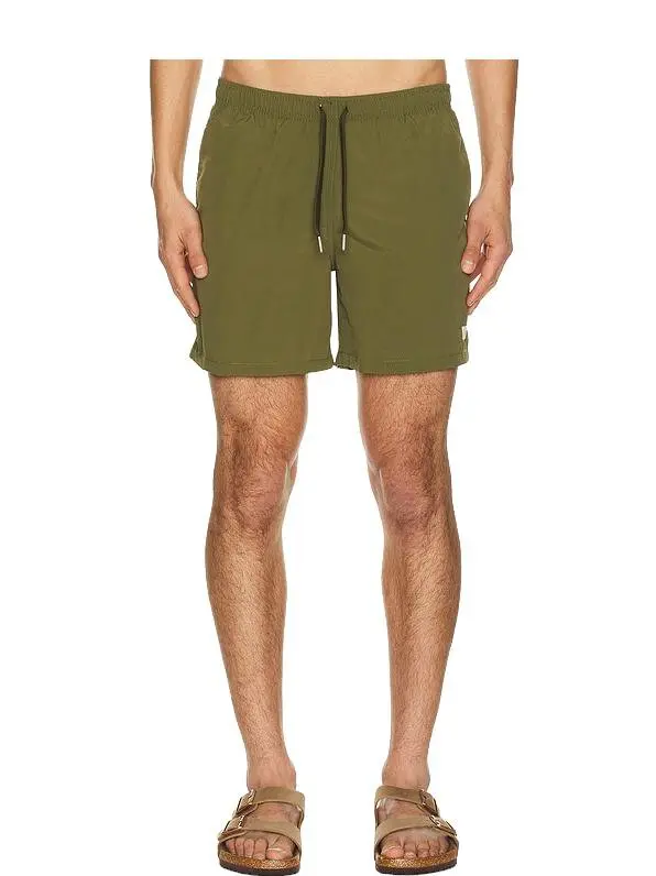 BATHER Solid Classic Swim Trunk - Solid Olive