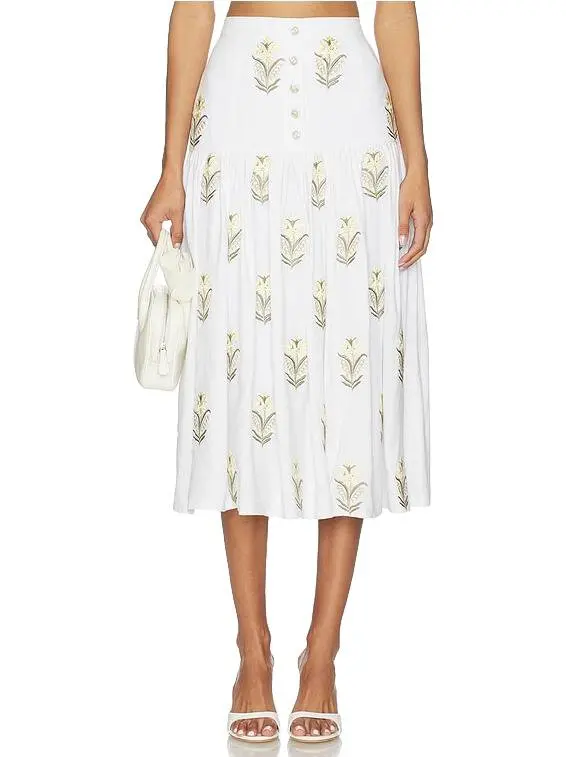 ROSEWATER HOUSE Gilda Skirt - Off White & Yellow