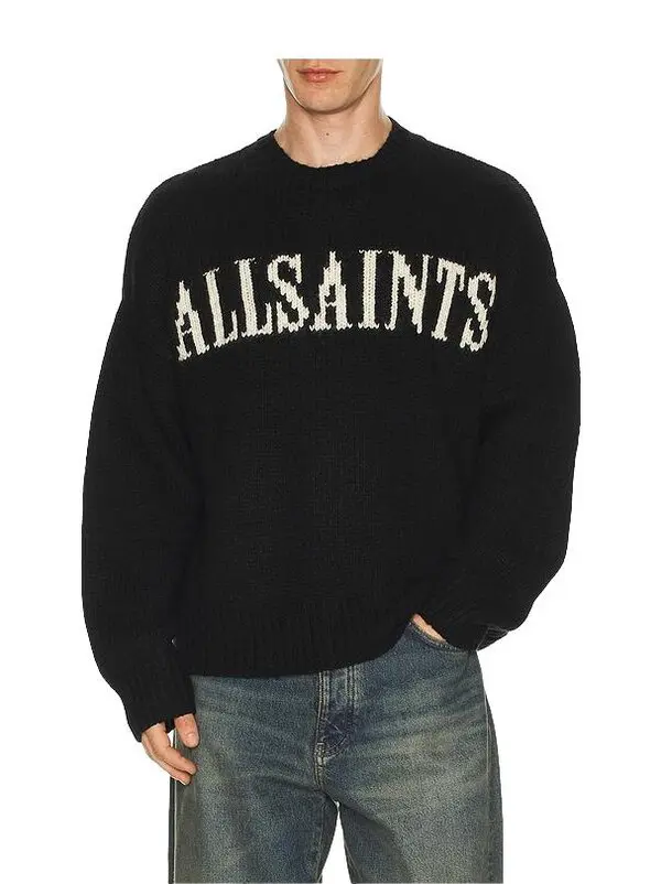 ALLSAINTS Stokes Crew Neck Sweater - Black & Ecru White