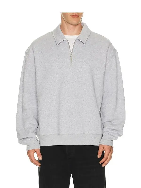ALLSAINTS Milo Sweatshirt Polo - Light Grey Marl