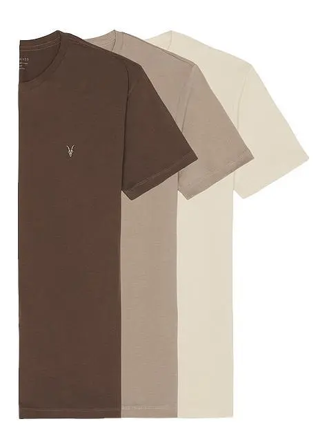 ALLSAINTS Brace Crew 3 Pack Tee In Grey - Grey  Ganache  & Brown