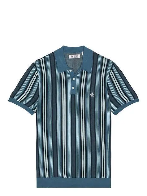 ORIGINAL PENGUIN Vertical Stripe Polo In Blue - Copen Blue
