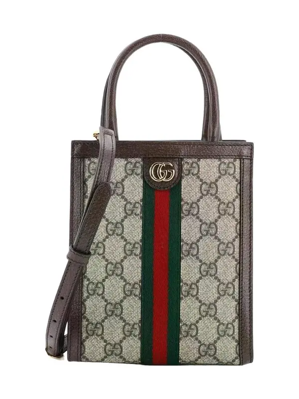 Gucci Ophidia Convertible Tote Gg Coated Canvas Super Mini Crossbody Bag - Brown