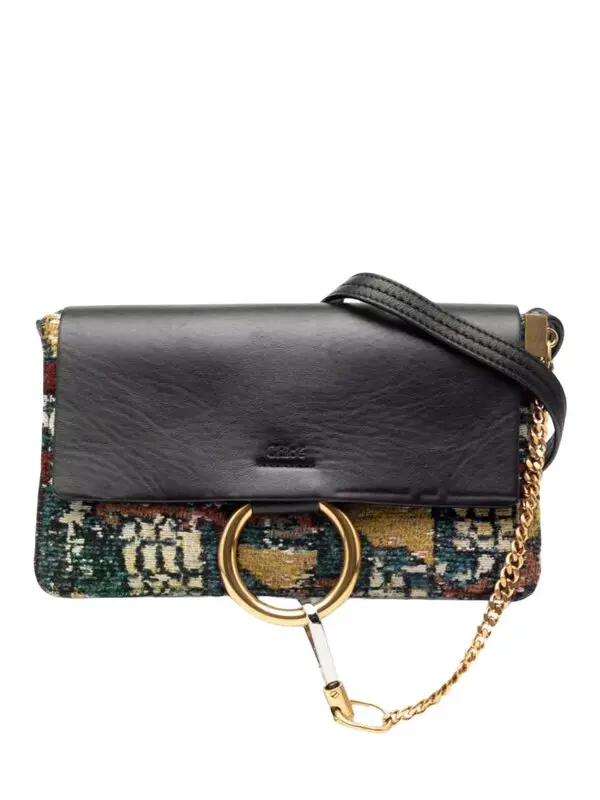 Chloé Small Calfskin And Tapestry Faye Crossbody Bag - Black