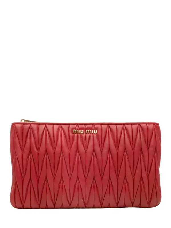 Miu Miu Matelasse Nappa Clutch Bag - Red