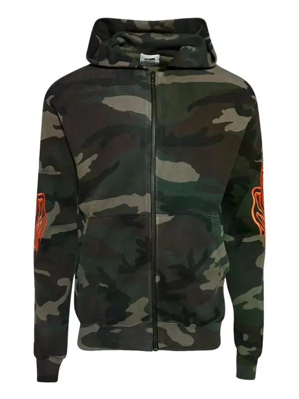 WARREN LOTAS Camouflage-print Zip-up Hoodie - Green
