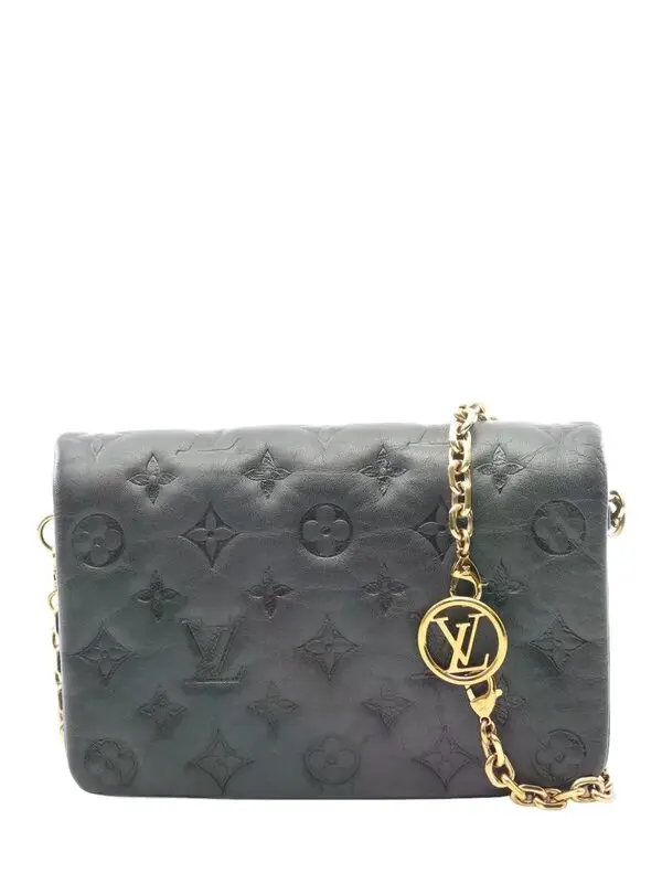 LOUIS VUITTON 2021-2025 Monogram Embossed Pochette Coussin Crossbody Bag - Black