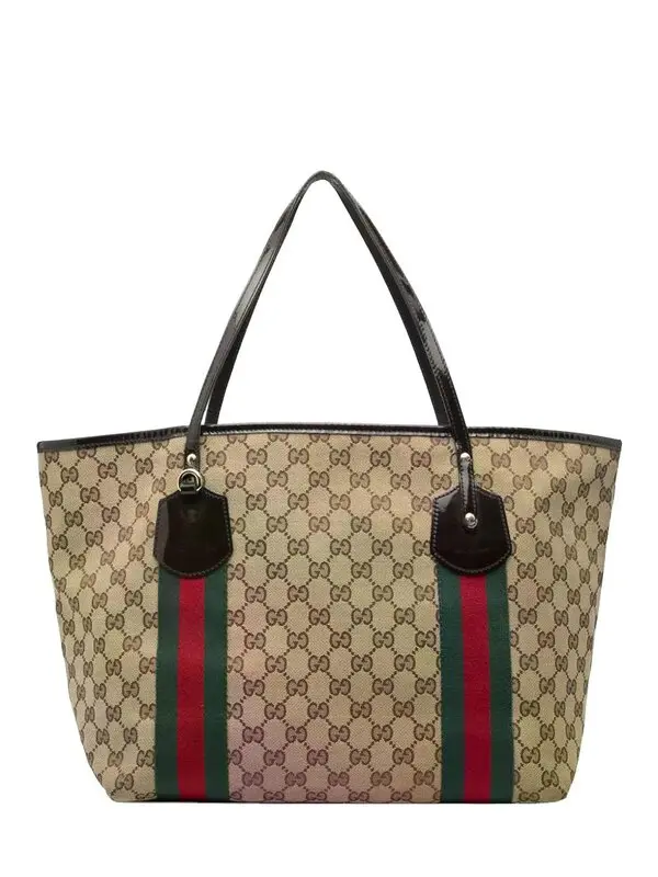 Gucci Gg Canvas Web Jolie Tote Bag - Brown
