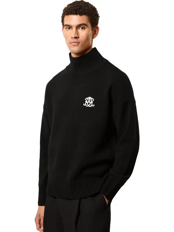 REISS Curtis Monogram Wool Jumper - Black