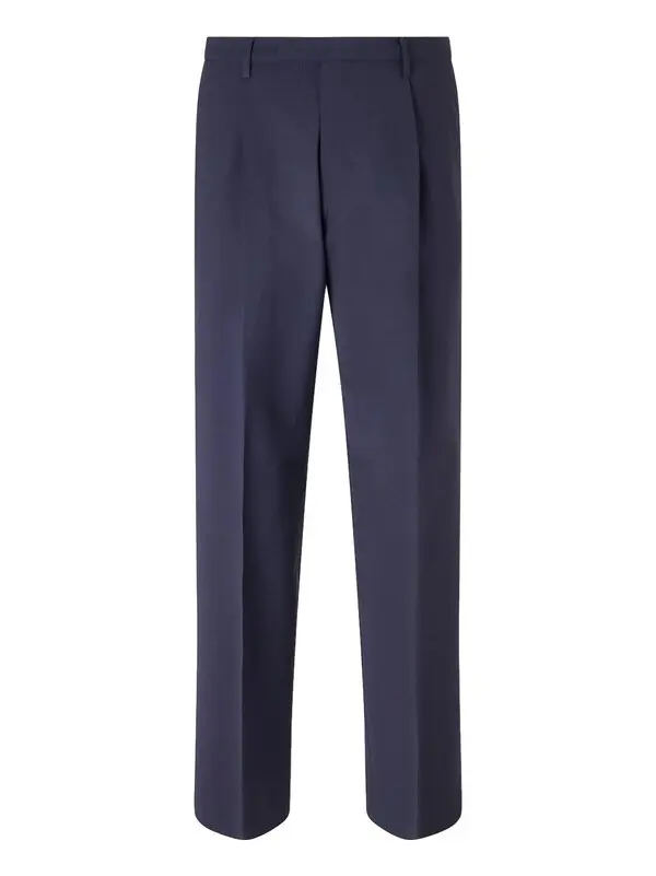 Boglioli Straight-leg Pleated Wool-blend Trousers - Blue