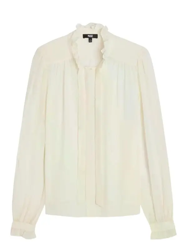 Paige Ruffled-collar Tie-detail Blouse - Neutrals