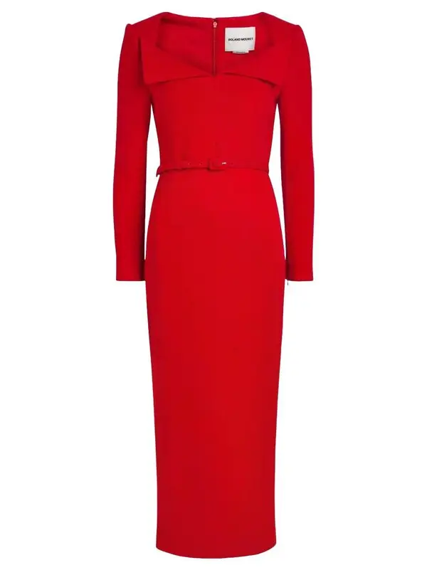 Roland Mouret Belted Square-neck Midi Dress - Red