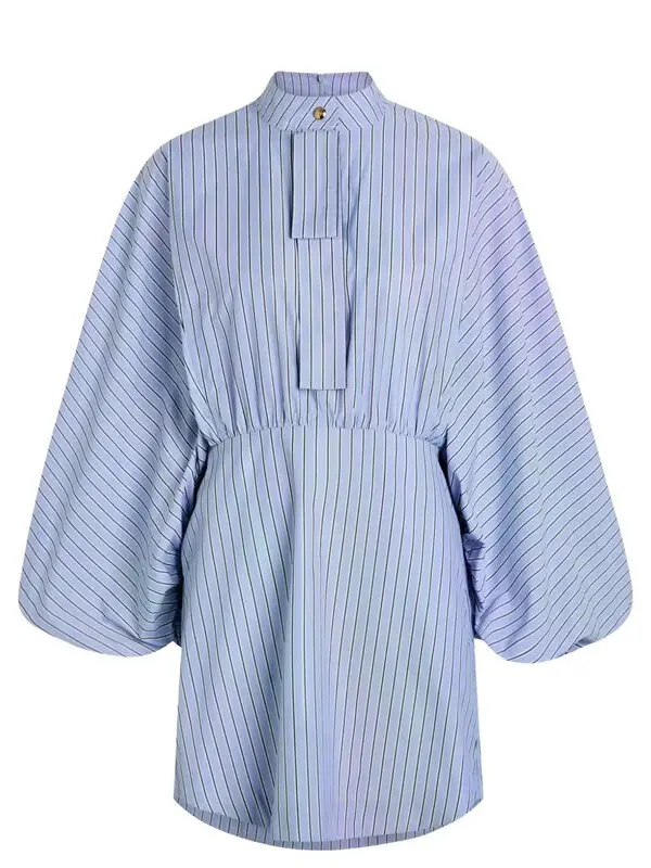 Zimmermann Striped Balloon-sleeve Mini Dress - Blue