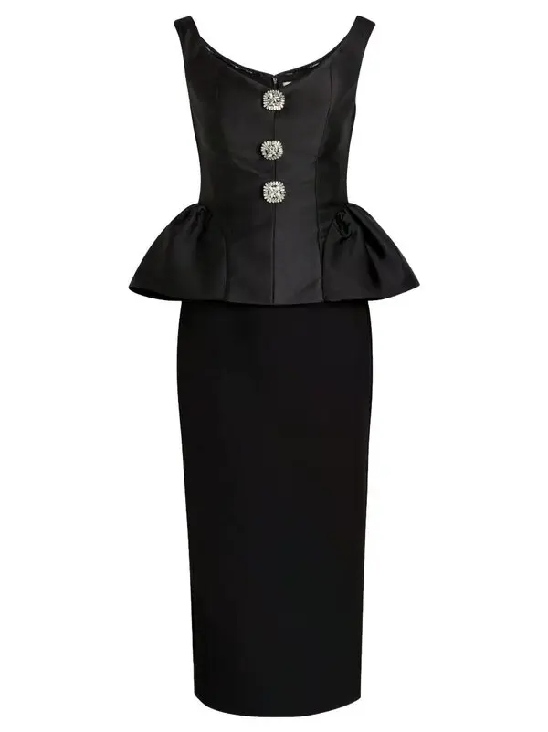 Roland Mouret Embellished Peplum Midi Dress - Black