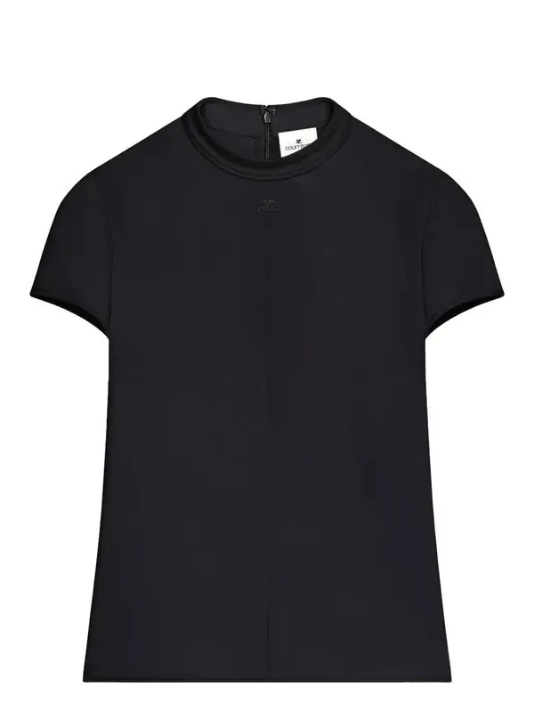 COURREGES Heritage Crêpe-texture Top - Black