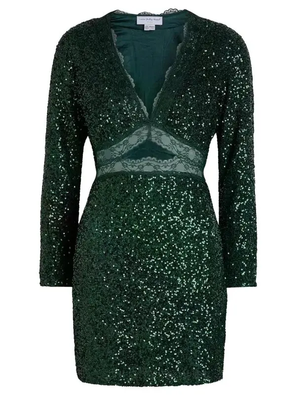 NEVER FULLY DRESSED Sequin-embellished Mini Dress - Green