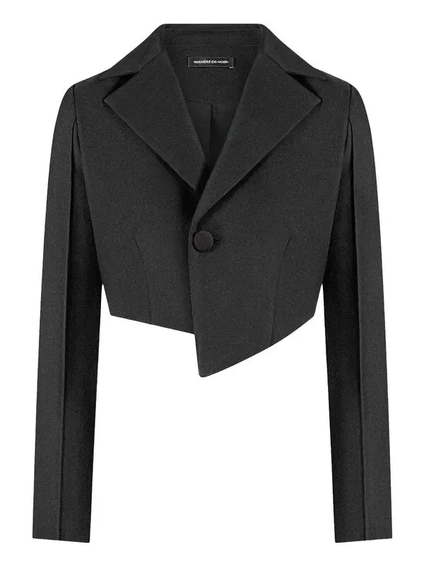 Manière De Voir Dina Asymmetric Tailored Cropped Blazer - Black