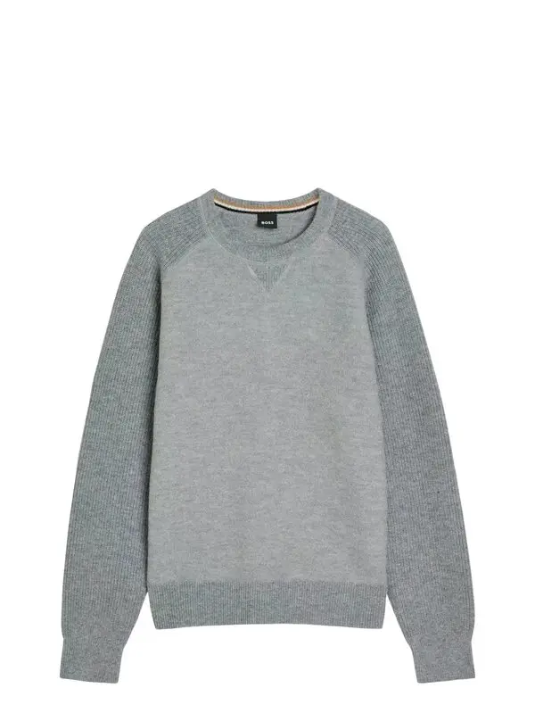 BOSS Crew-neck Raglan-sleeve Sweatshirt - Grey
