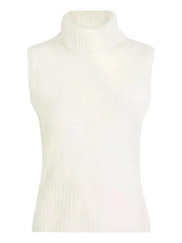 Veronica Beard Mazzy Roll-neck Sleeveless Vest - White