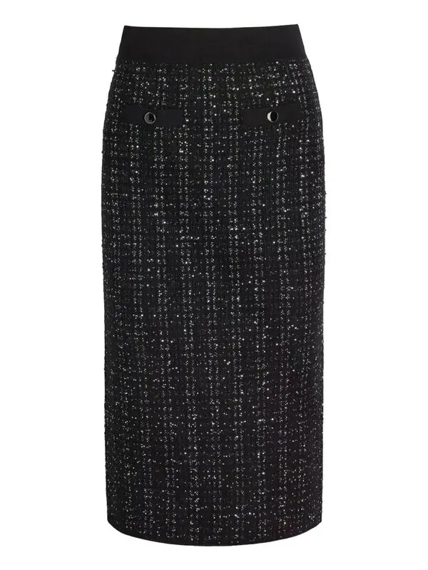 Veronica Beard Eyelet Tweed Skirt - Black