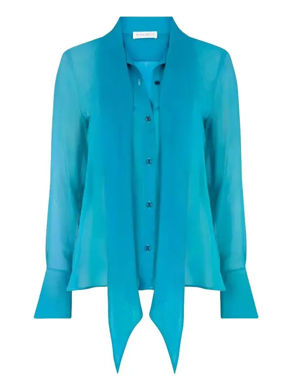 Nina Ricci Lavalliere Satin Shirt - Blue