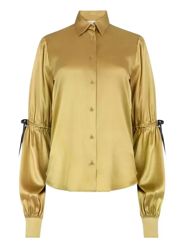 Nina Ricci Bow-detailed Silk Shirt - Gold
