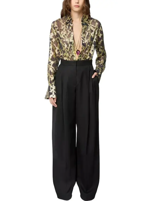 Nina Ricci Marble-motif Bell-cuffs Shirt - Black