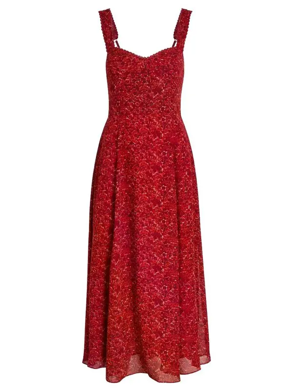 REFORMATION Floral Midi Dress - Red