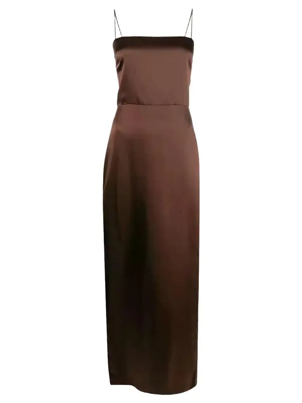 REFORMATION Frankie Sleeveless Silk Dress - Brown